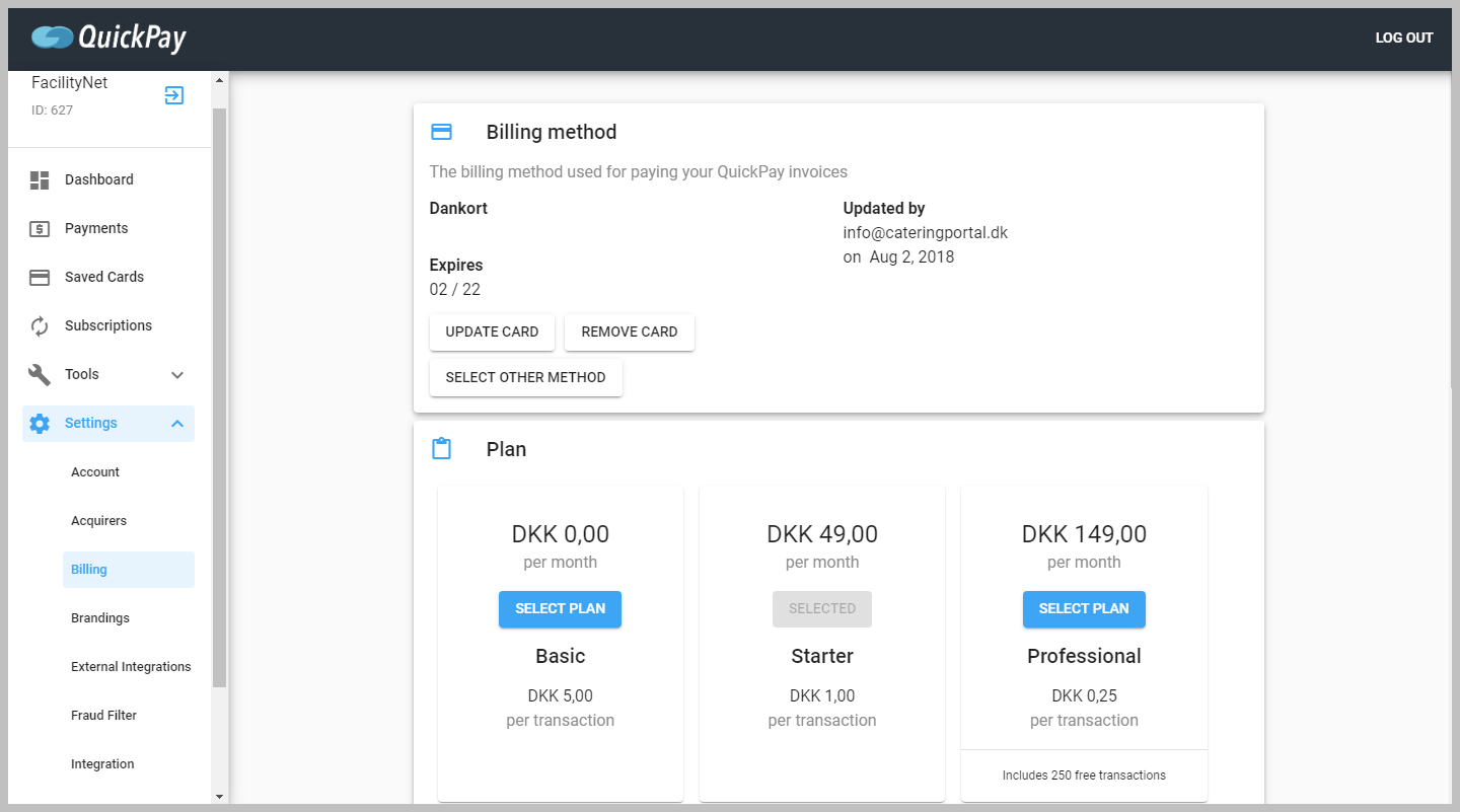 Opsætning af QuickPay – Facilitynet Help Center